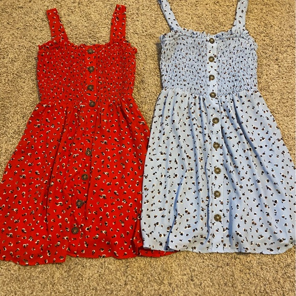 Dresses | 2 Sundresses Red With Flowers Light Baby Blue With Flowers ...